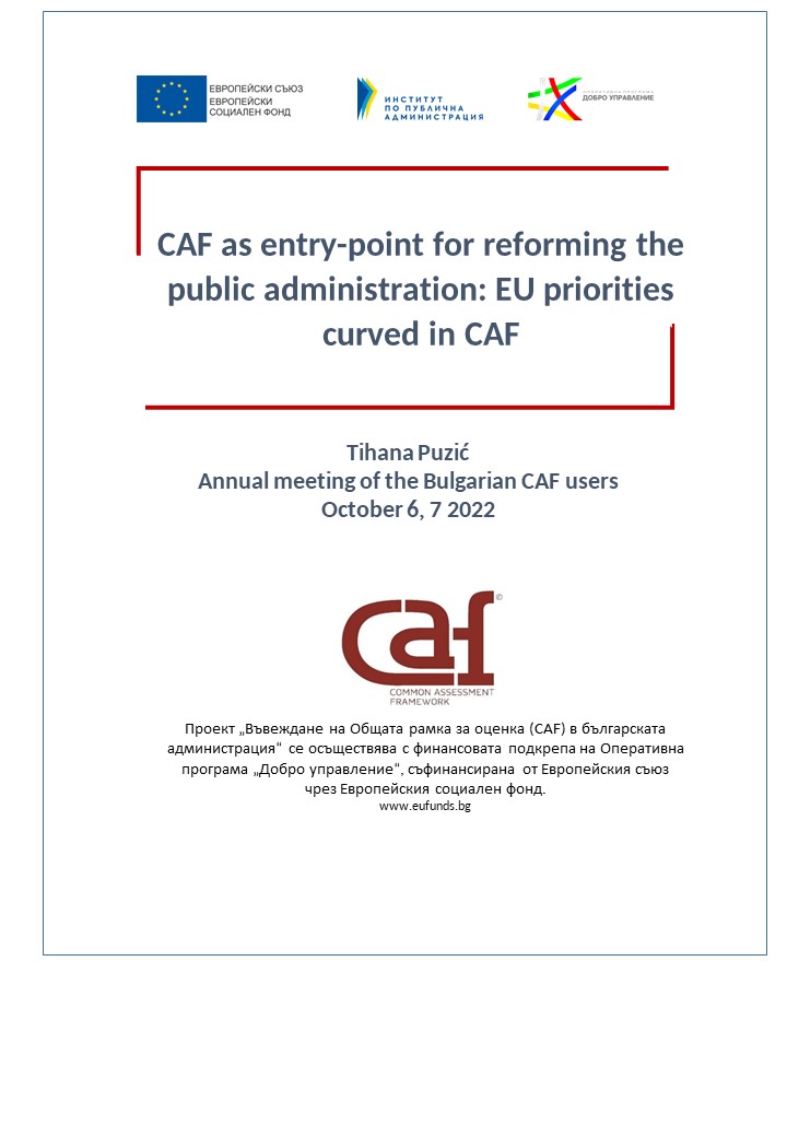 CAF as entry-point for reforming the public administration EU ...
